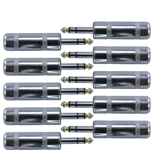 10PACK 1/4 TRS JUMBO STEREO BALANCED INSERT TIP/RING/SLEEVE MALE PLUG ...