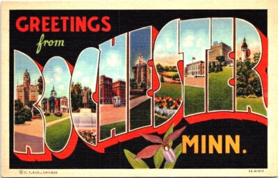 Postcard Rochester Minnesota Greetings Large Letter 1940s Unposted | eBay