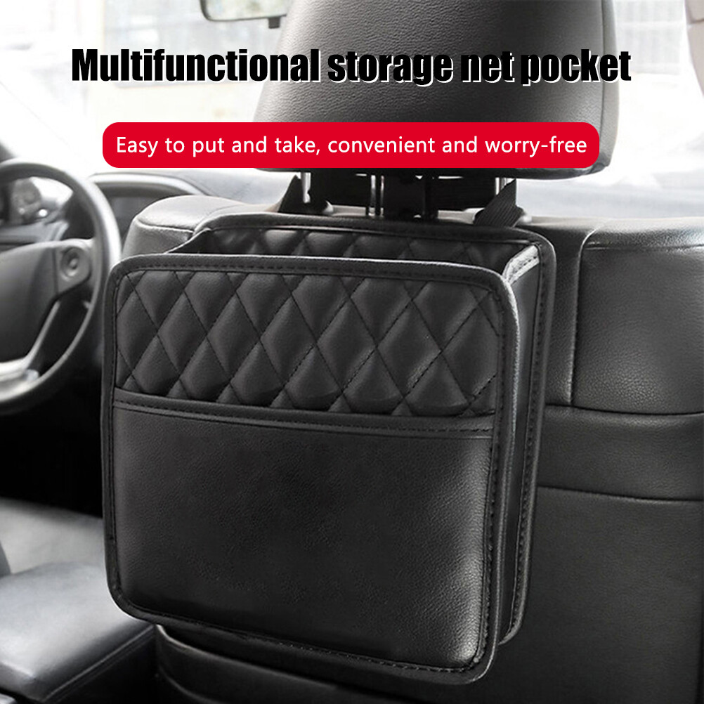 Car Back Organizer PU Leather Front And Rear Seats Car Organizer Box ...