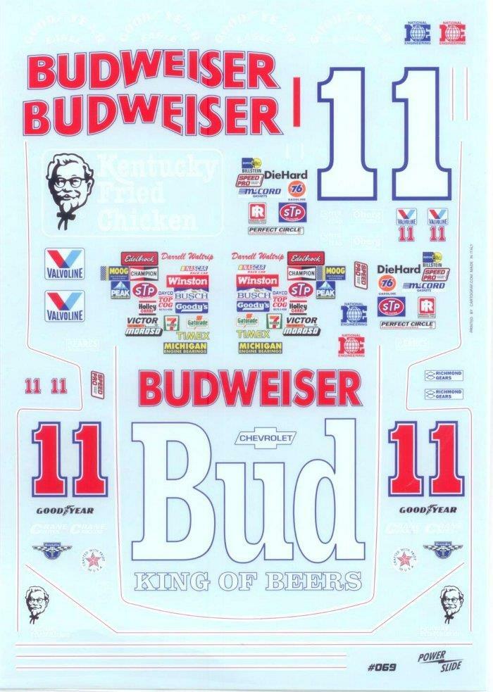 Powerslide #11 Budweiser 1985 Darrell Waltrip Nascar decal | eBay