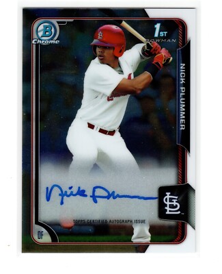 Nick Plummer RC 2015 Bowman Chrome Draft BCA-NP 1st RC Prospect Auto NY ...