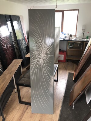 Light Grey Over White Linished Swirl designer Vertical radiator 400 ...