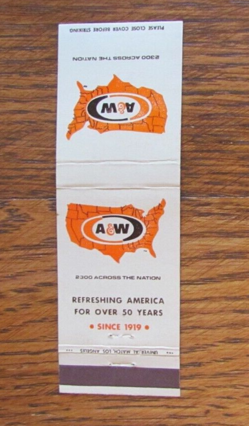 A & W ROOT BEER & RESTAURANT MATCHBOOK COVER: 2300 LOCATIONS MATCHCOVER ...