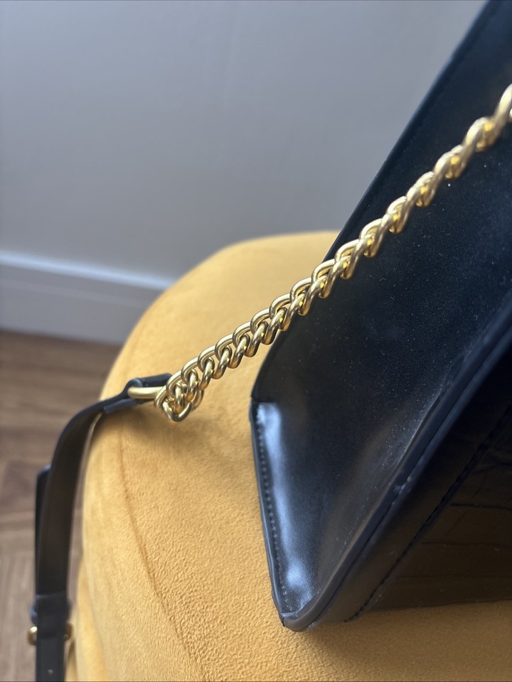 River Island Black Crocodile Print Bag Medium Excellent Condition | eBay UK