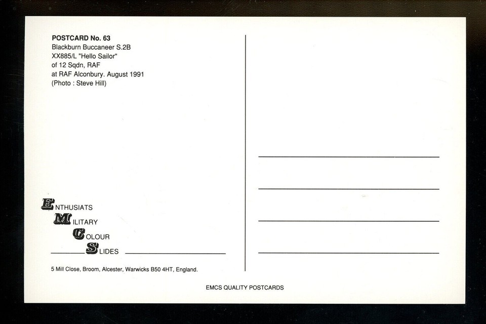 Aviation Airplane Air Force postcard Military EMCS #63 Blackburn ...