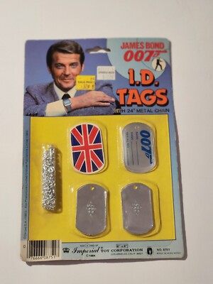 1984 Imperial James Bond 007 ID Tags with Metal Chain I.D. Roger Moore ...
