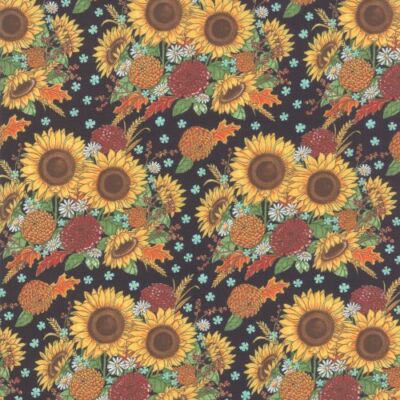 Happy Fall! By Deb Strain For Moda - Midnight Sunflowers #19951-13 | eBay
