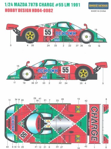 Hobby Design Decal 1/24 Mazda 787B Renown Le Mans 1991 Win for Tamiya ...