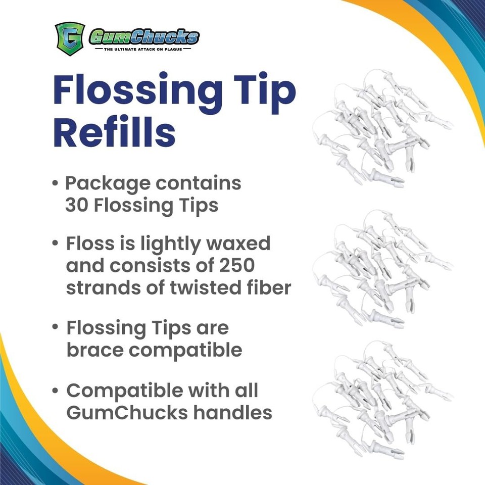 GumChucks | Faster, Easier Flossing! Universal 30 Pack of Flossing Tip ...