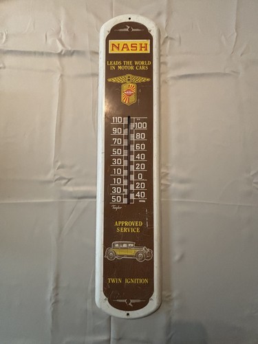 Vintage Nash Motor Cars Metal Advertising Thermometer Sign - 39” x 8 ...