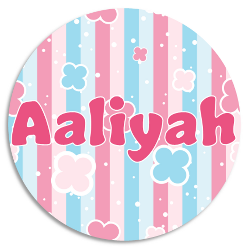 Aaliyah - Circle Sticker Decal 3 Inch - Name Tag Water Bottle School ...