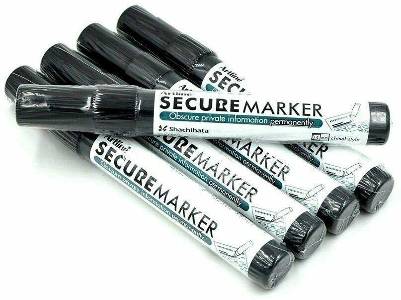 Artline EKSC4 Secure Marker Pen Blackout Obscure Text Privacy Documents ...