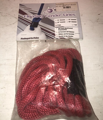 New Red Floating 3/8'' x 5 ft Boater Floating Fender Line C4-4 🇺🇸 ...