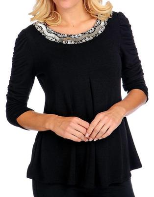NEW Glitterscape Stretch Knit Pleated Front Embellished Top - M or 1X ...
