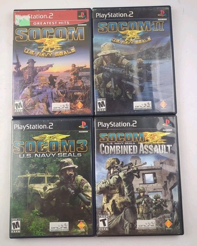 Socom 1 2 3 & Combined Assault PlayStation 2 PS2 4 Game Bundle Lot CIB ...