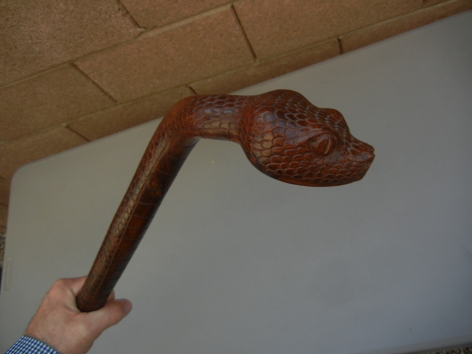 SNAKE Walking Stick Handmade Wood Carved Cane (Rattlesnake? Cobra ...