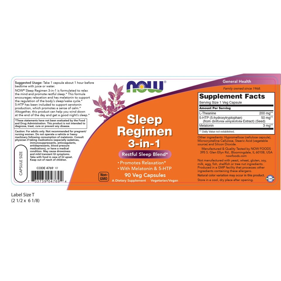 NOW Foods Sleep Regimen 3-in-1, 90 Veg Capsules | eBay