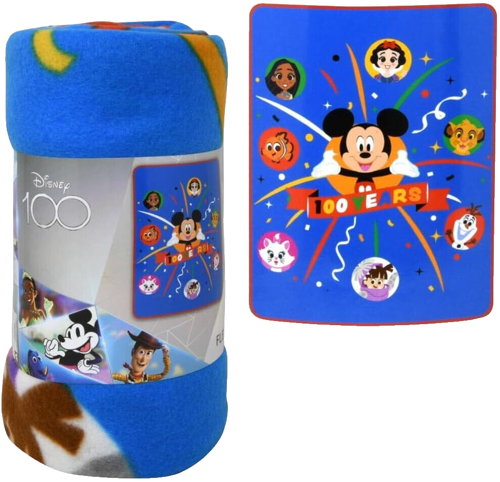 Mickey Mouse Fleece Throw Blanket 45"x60", Disney 100th Anniversary | eBay