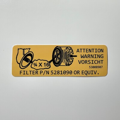 Jeep Oil Filter Warning Sticker 3/4"x16 - Fits 1991+ XJ, MJ, YJ, TJ ...