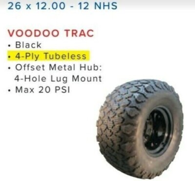 VOODOO TRAC 26 x 12.00 - 12 NHS Complete Wheel & Tire Assembly 4 Lug (2 ...