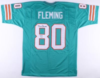 Marv Fleming Signed Miami Dolphins Teal Jersey Inscribed 1972 17-0 (JSA ...