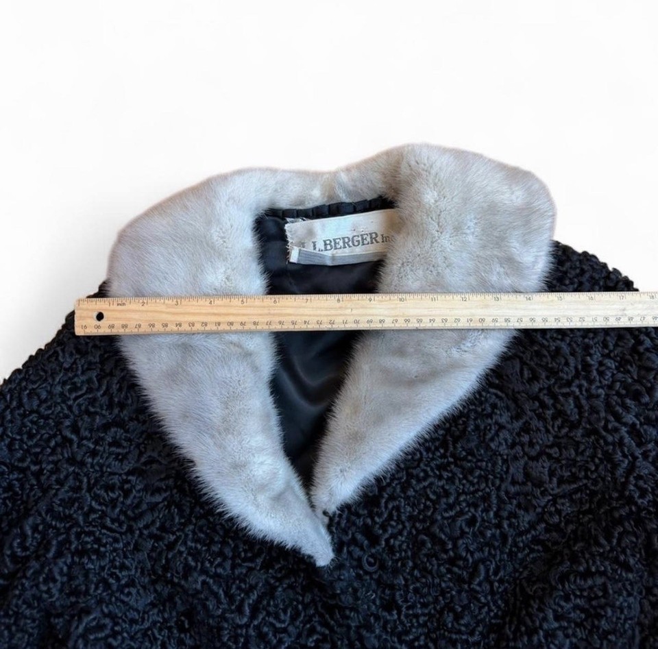 Vintage Persian Lamb Fur Coat Astrakhan Mink Collar Black L L Berger ...