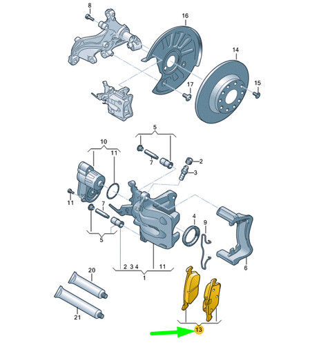 NEW SKODA SUPERB MK3 B8 REAR WHEEL BRAKE PAD SET 5Q0698451T ORIGINAL NO ...