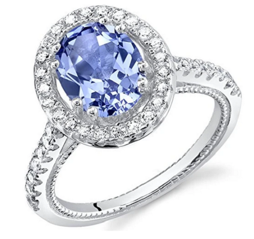 Lab-Created Oval Tanzanite & Round Cubic Zirconia 935 Silver Fashion ...