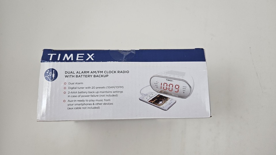 Timex Am/FM Dual Alarm Clock Radio with Digital Tuning 1.2" Red LED ...