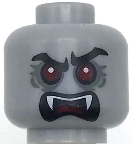 LEGO BAM Head Alien Male Vampire Red Eyes Fangs Angry Eyebrows Mouth ...