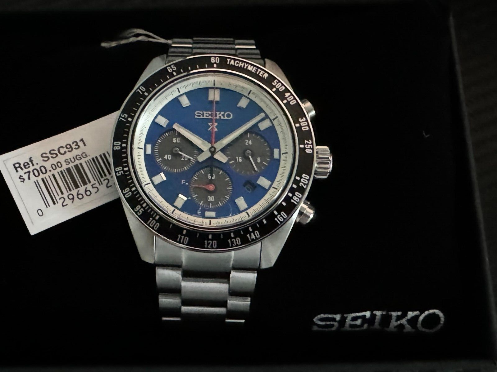 SEIKO PROSPEX Speedtimer Solar Chronograph Vivid Blue dial SSC931-MINT ...