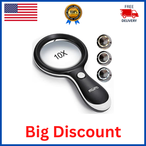 Magnifying Glass with Light, MOJINO 10X Lighted Large Handheld Reading ...