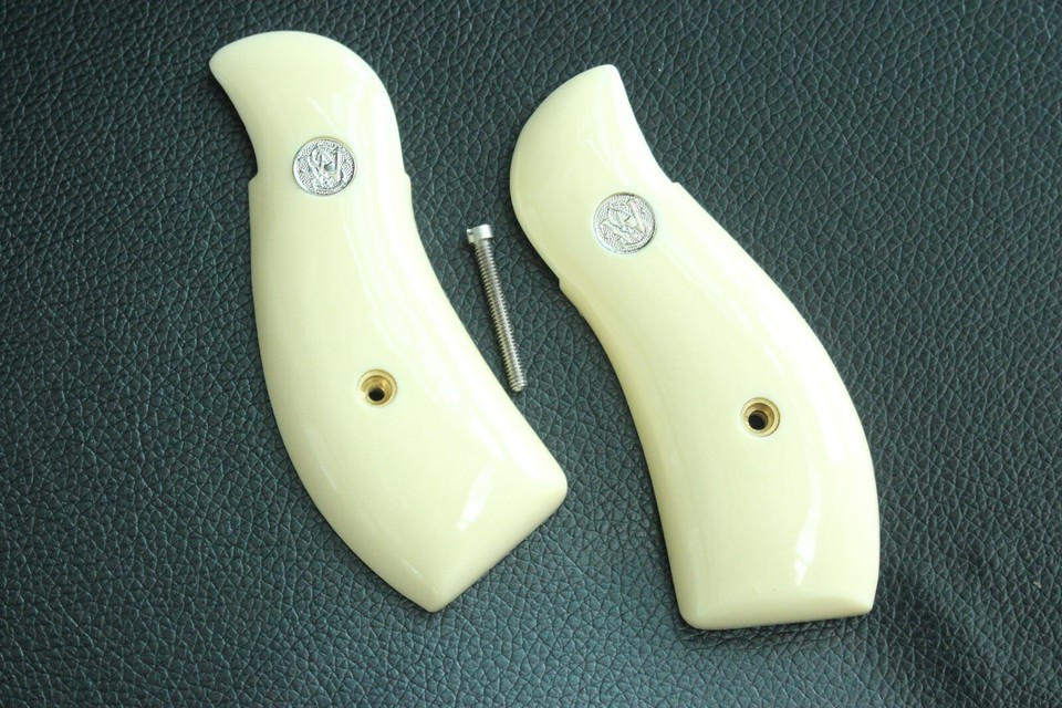 S&W 686 K, L FRAME ROUND BUTT GRIPS MODEL 66 CUSTOM FAUX IVORY # SILVER ...
