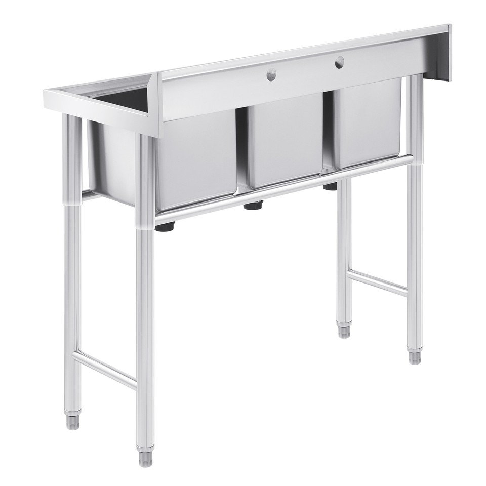 WILPREP 40" Commercial Utility Prep Sink Stainless Steel w/ 3 ...