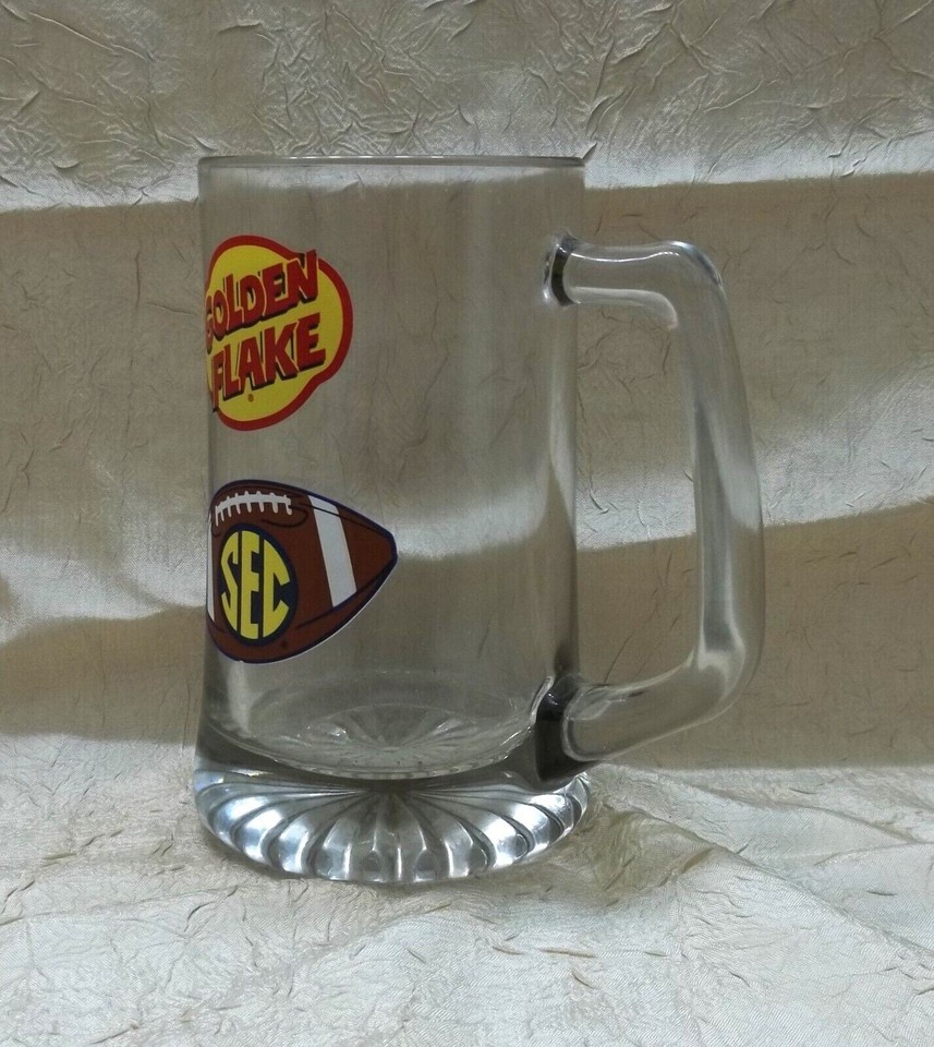 Golden Flake Vintage Glass Stein Mug Southeastern Conference 20 fl. oz ...