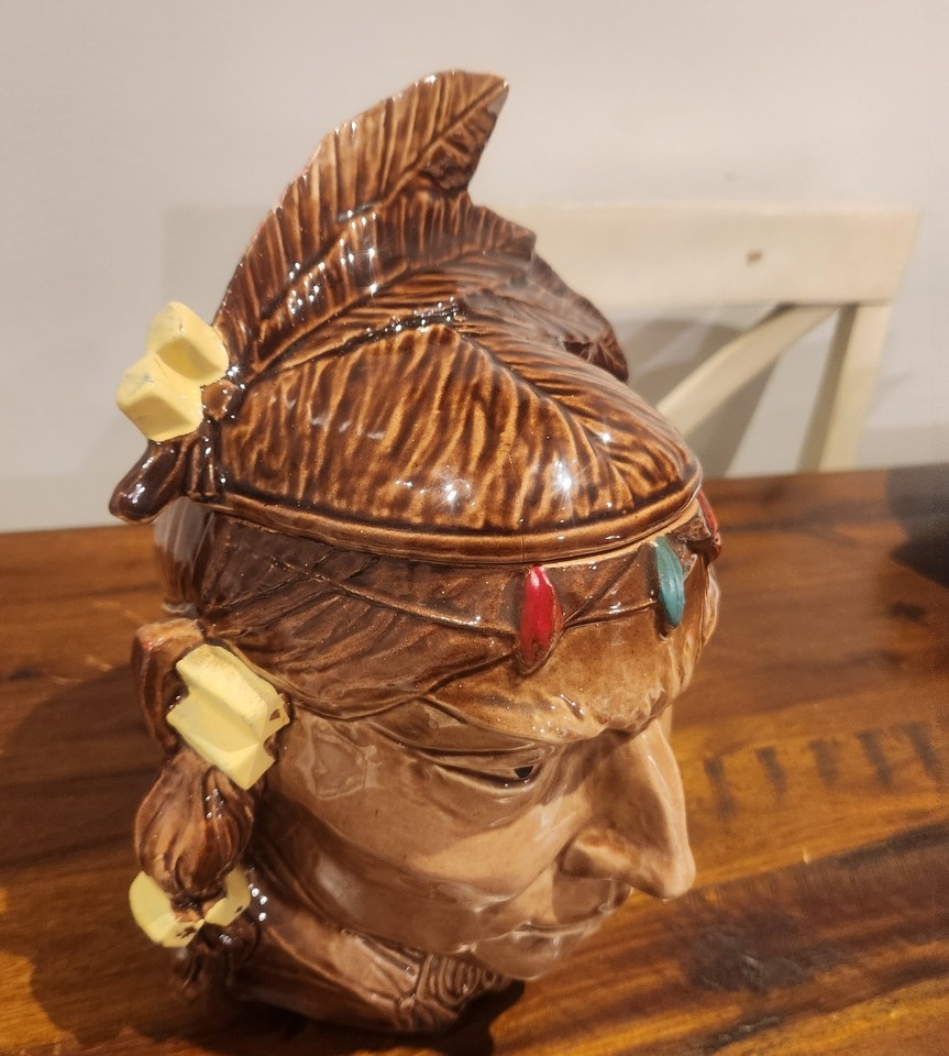 Vintage MCCOY Native American Indian Head COOKIE JAR USA Retro | eBay
