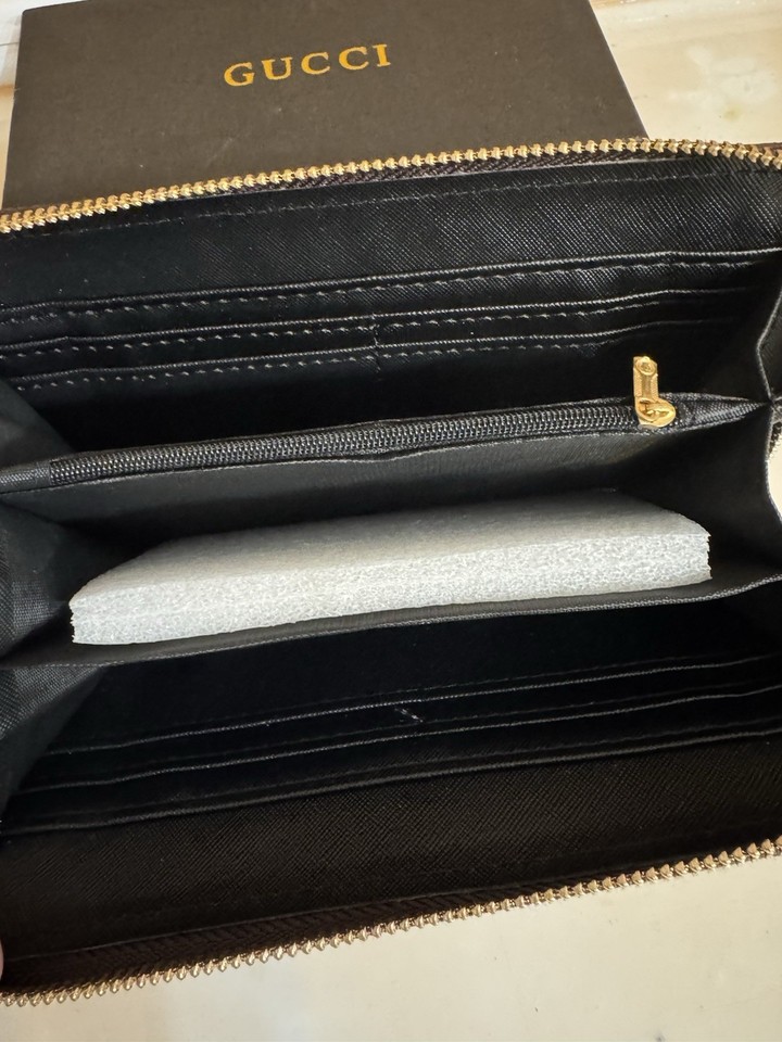 Gucci Canvas Leather Zip Around Long Wallet Interlocking G GG Logo | eBay