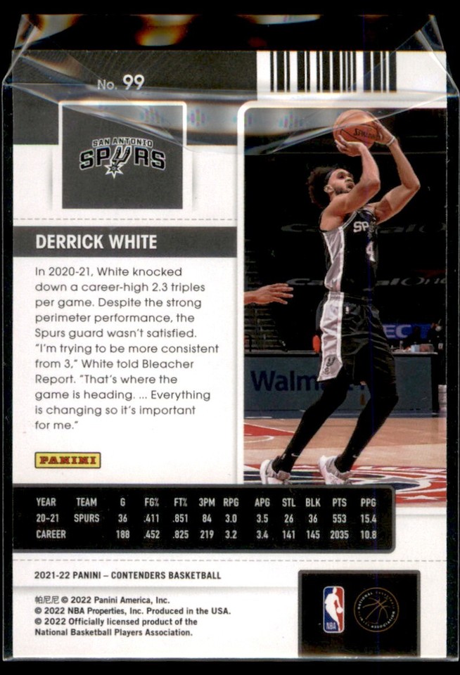 2021-22 PANINI CONTENDERS TICKET DERRICK WHITE SAN ANTONIO SPURS #99 | eBay