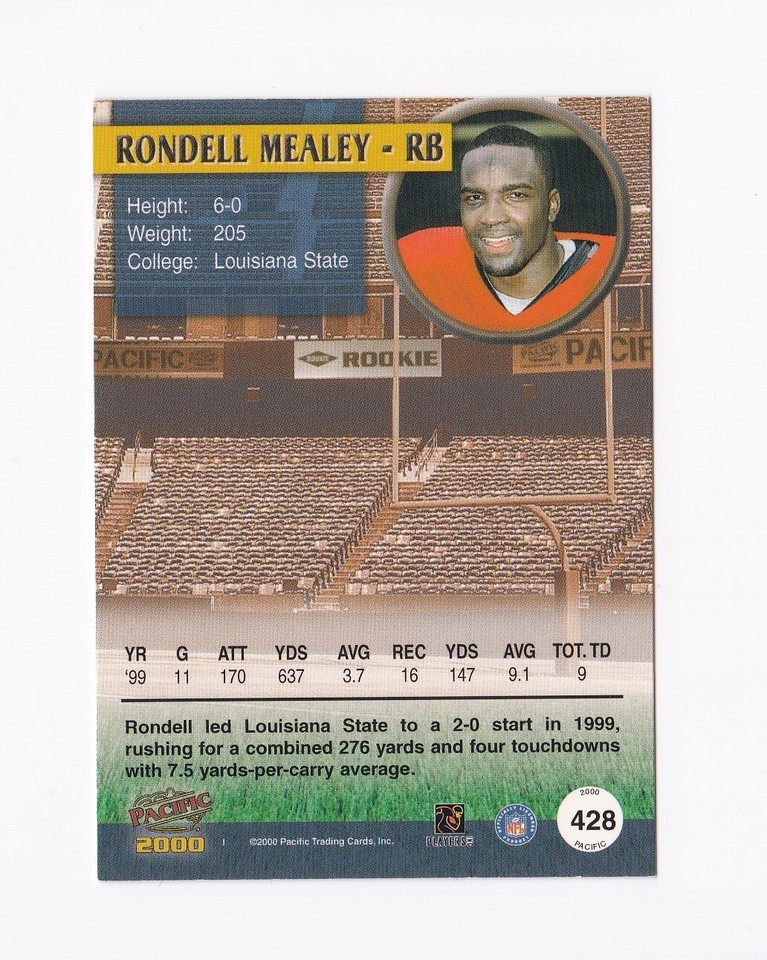 2000 Pacific #428 Rondell Mealey RC Green Bay Packers LSU Tigers | eBay