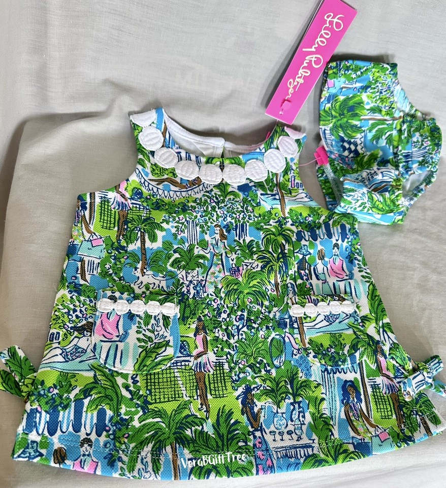 Lilly Pulitzer Baby Knit Shift Dress SPROUT GREEN Lilly On Holiday 3-6 ...