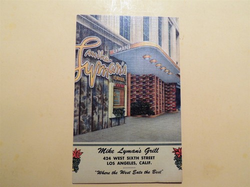 Mike Lyman's Grill Restaurant Los Angeles California vintage linen ...