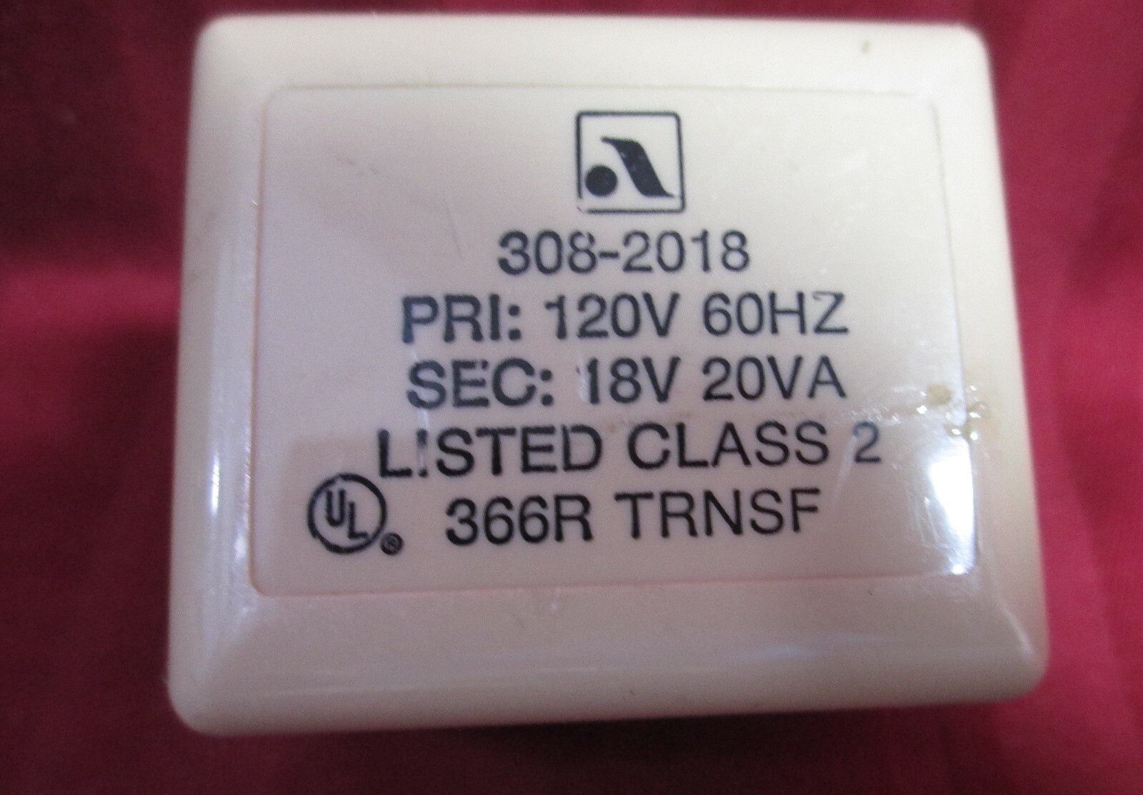 AULT INC 308-2018 CLASS 2 366R TRANSFORMER 120V 60HZ 12V .22A 20VA PLUG ...