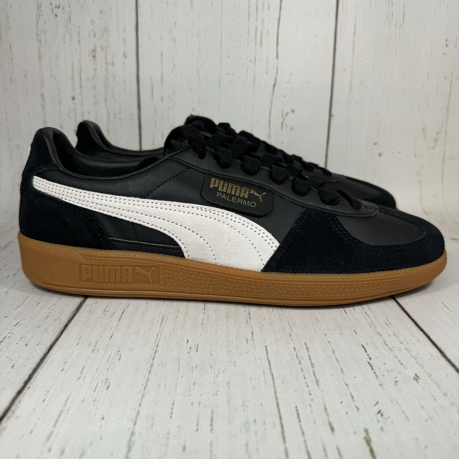 Brand New Men’s Puma Palermo Black Leather 39646403 Size 13 Gum White ...