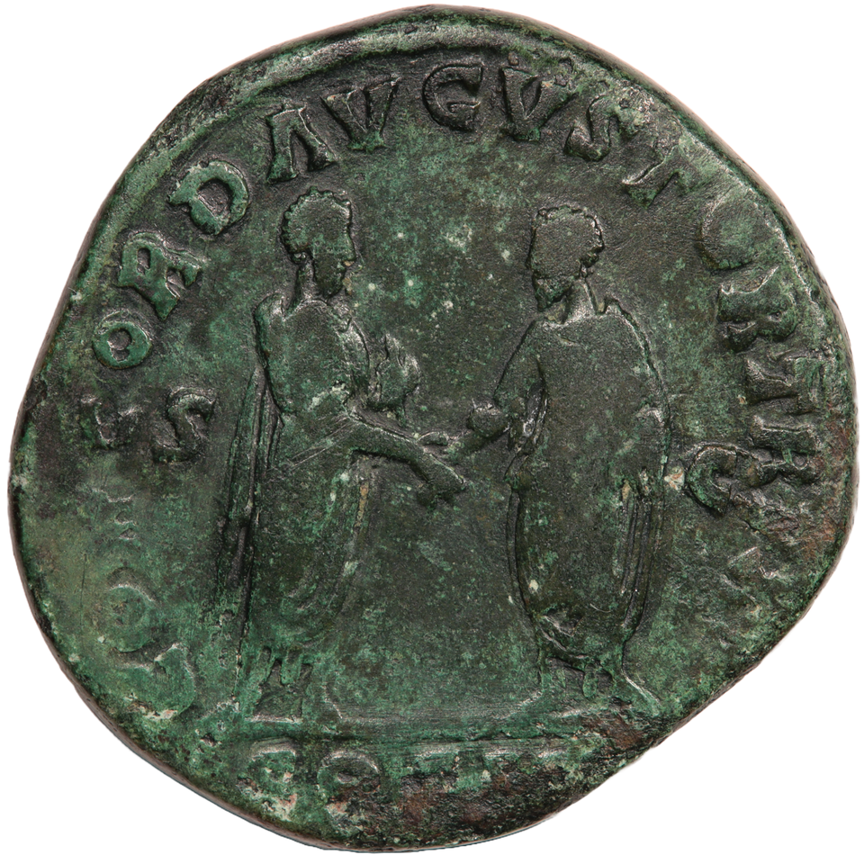 ROMAN SESTERTIUS OF MARCUS AURELIUS - CONCORD AVGVSTOR TR P XVI [Rome ...