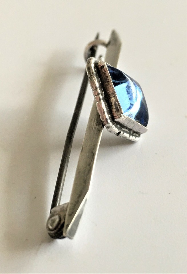 Vintage 927 Silver Bar Brooch with Inset Blue Stone | eBay UK