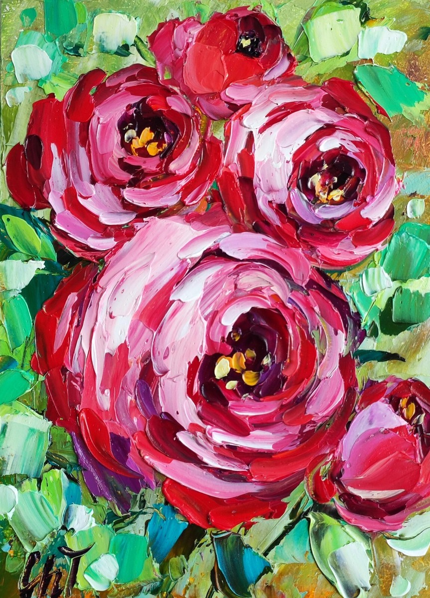 Acrylic Paintings Of Red Flowers