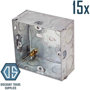 15x 1 Gang 25mm Single Metal Back Box Galvanised Switch Socket Back ...
