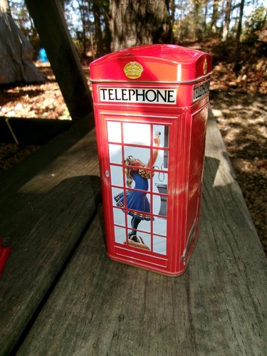 Red English 6" Metal Telephone Booth Coin Bank + Tin Bank with 3 ...