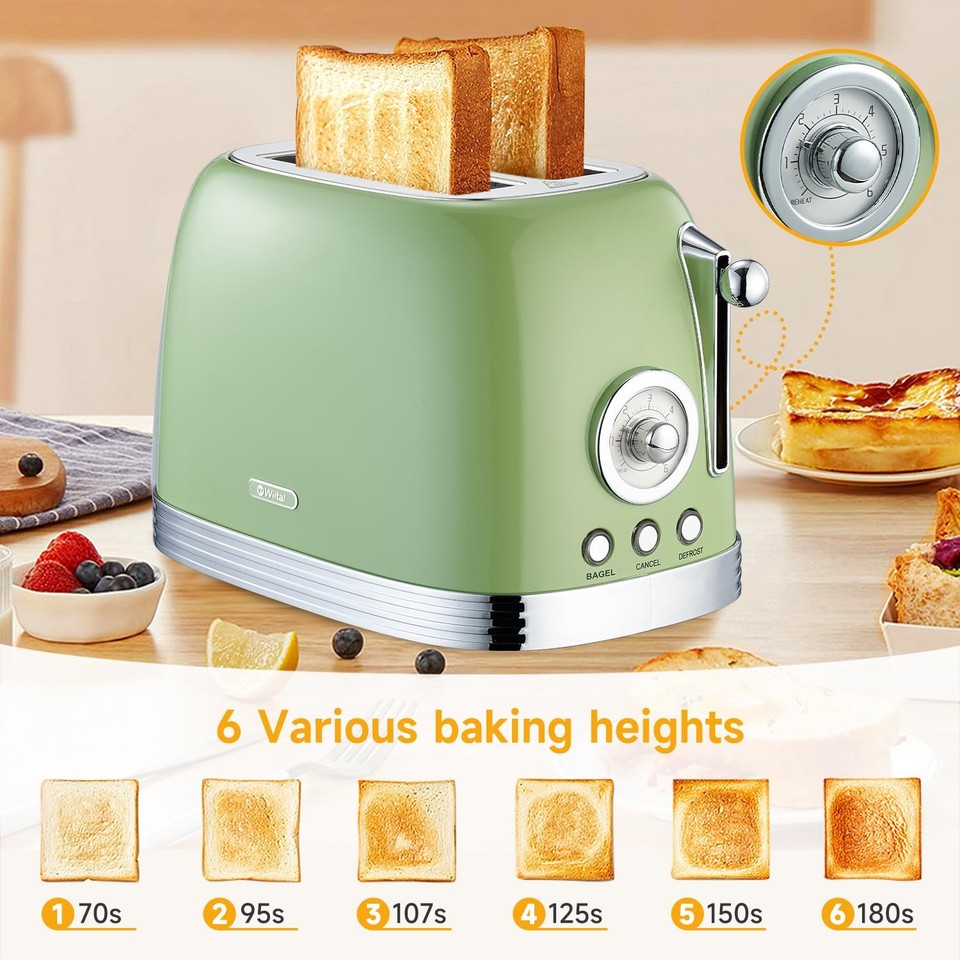 Toaster Retro 2 Slice, Vintage Toaster, Green Toaster, With Stainless ...