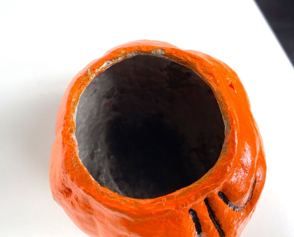 Vintage Orange 4" Smiley Boy Paper Mache Halloween Pumpkin Jack O ...